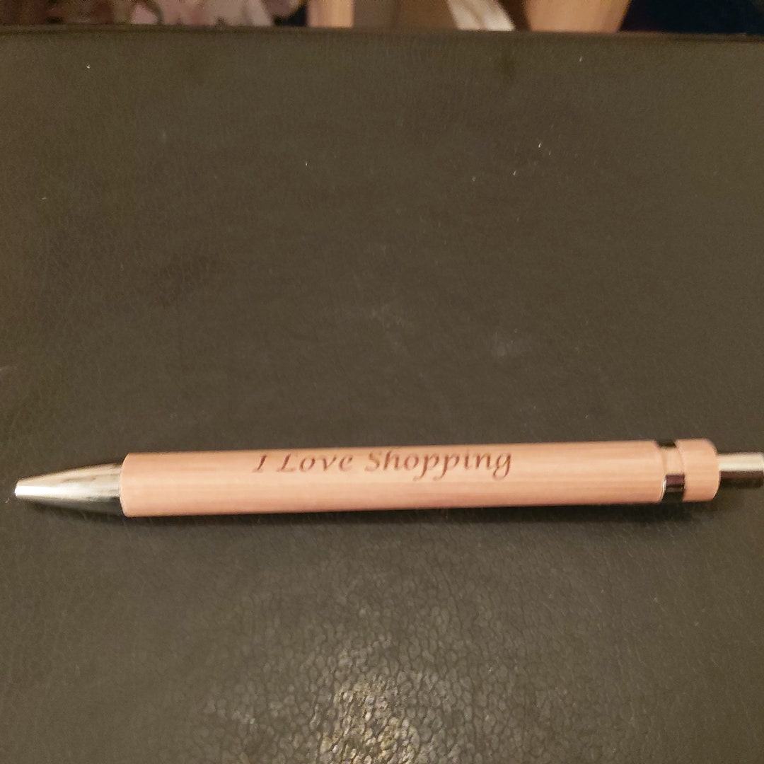 A Unique Engraved Wood Stem Pen With "i Love Shopping" On. - Etsy