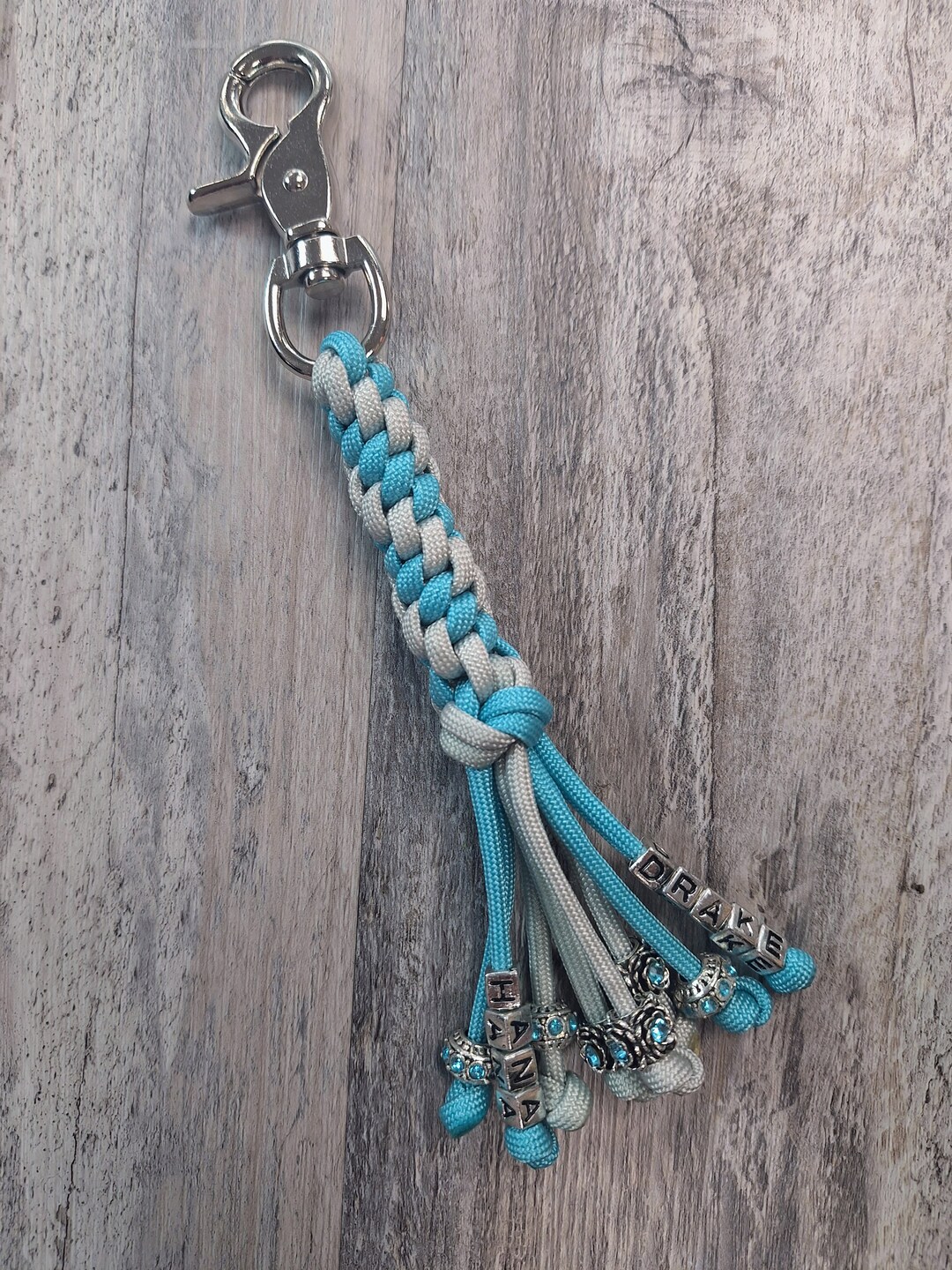 Custom Paracord Keychain- Choose Colors, Beads, Lettering - Etsy