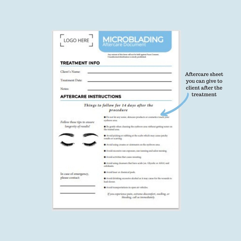 Microblading Consent Forms Aftercare Form by Faces Consent - Etsy