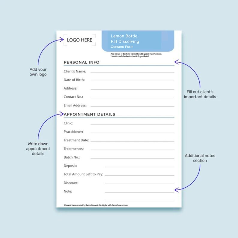 Lemon Bottle Fat Dissolving Consent Form - by Faces Consent - Etsy