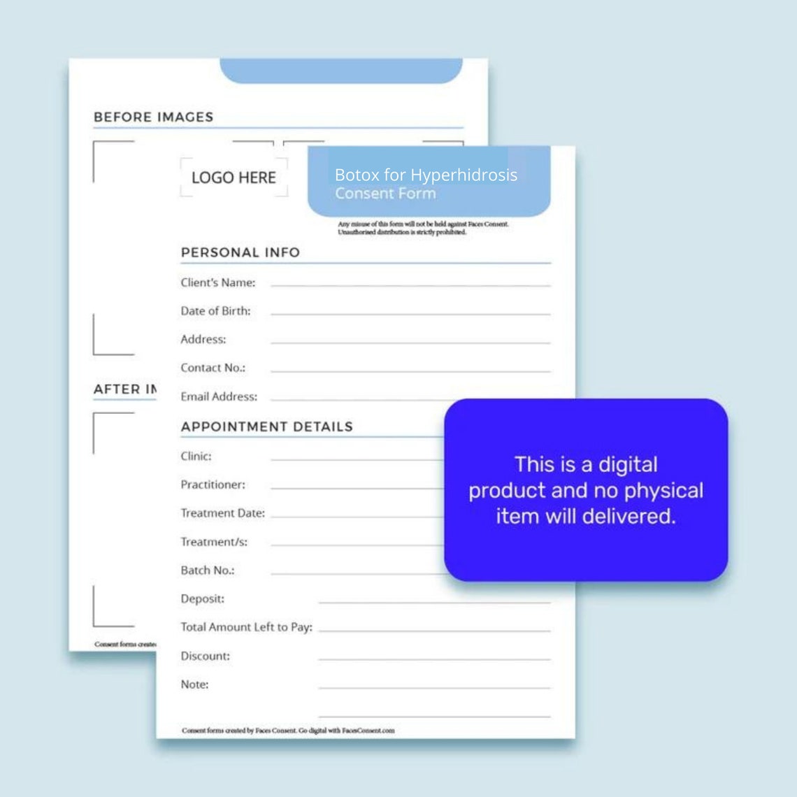 Botox for Hyperhidrosis Consent Form - by Faces Consent - Etsy