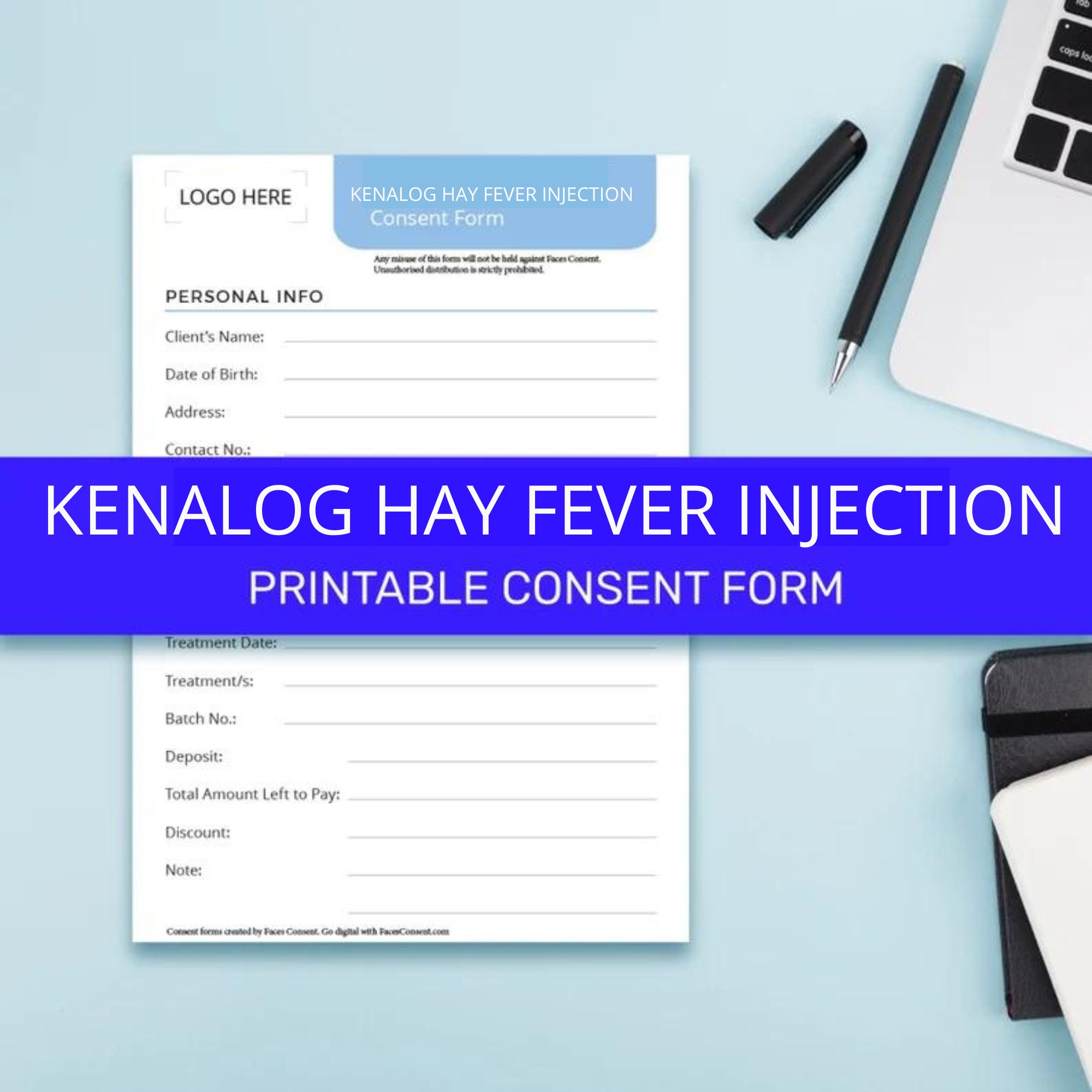 Kenalog Hay Fever Injection Consent Form - by Faces Consent - Etsy UK