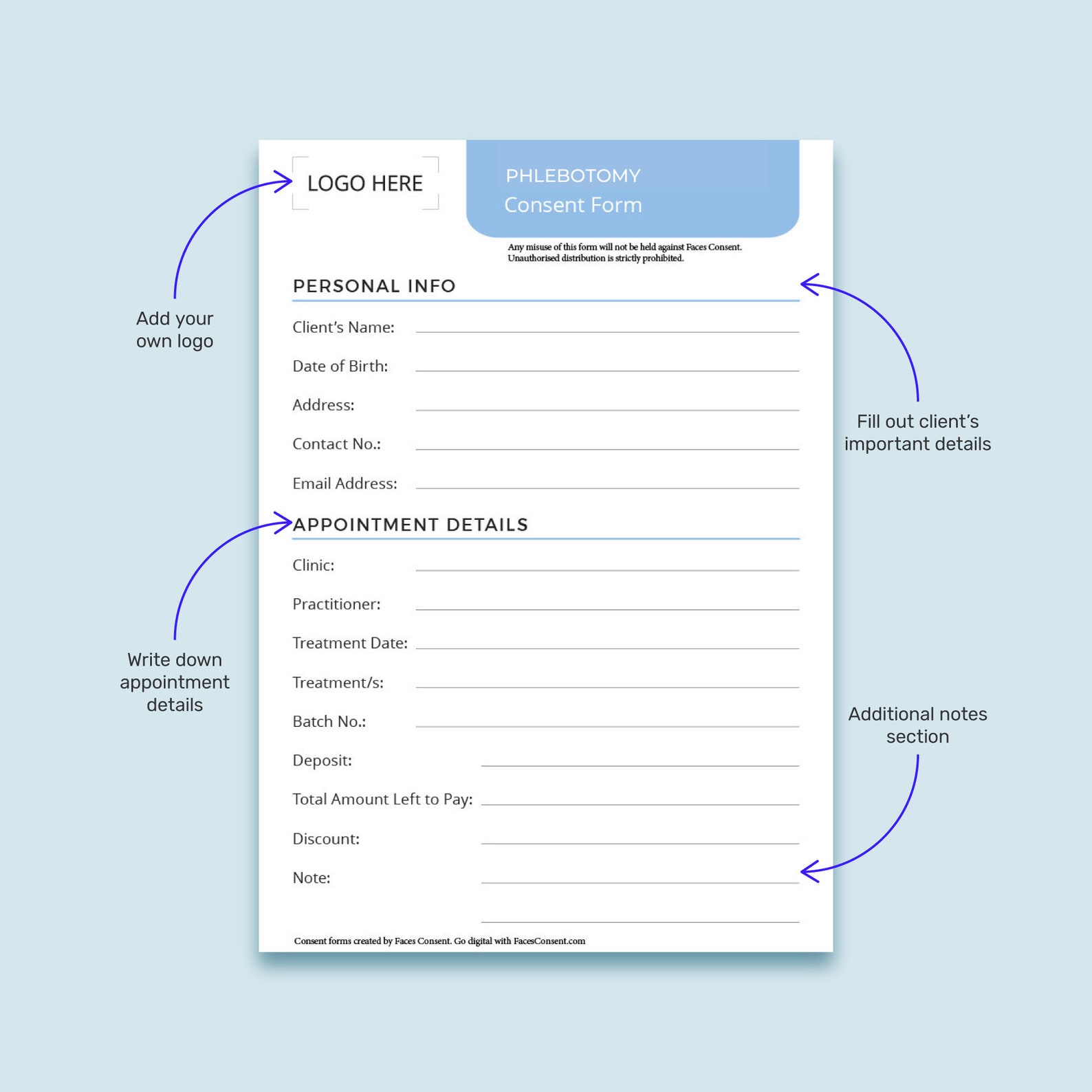 Phlebotomy Consent Form - by Faces Consent - Etsy UK