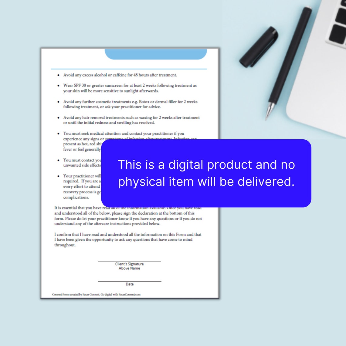 Carbon Laser Peel Aftercare Forms - by Faces Consent - Etsy