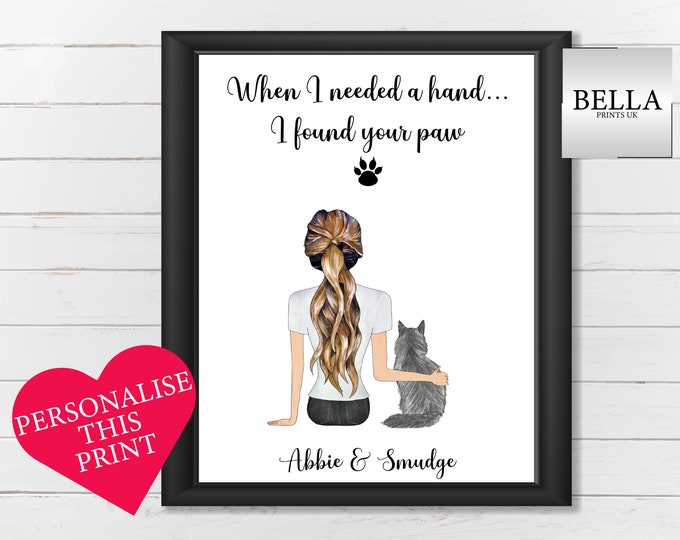 Personalised Cat Owner Gift, Personalised Handmade Pet Print, Custom ...