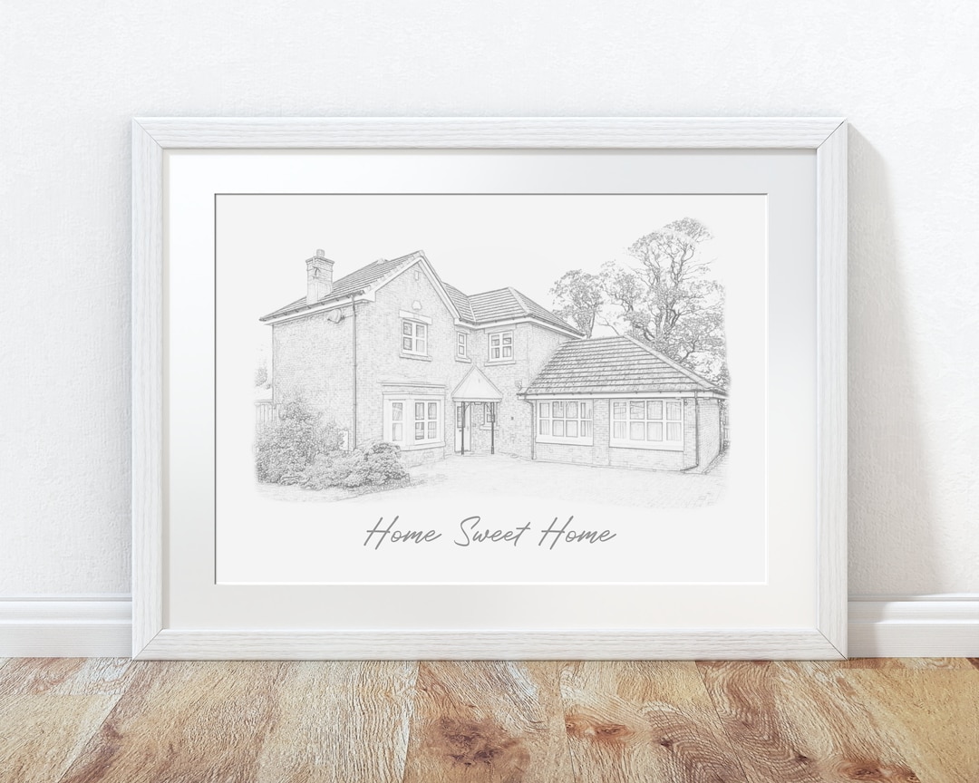 Personalised Pencil Sketch House Portrait, Home Portrait, House Warming ...