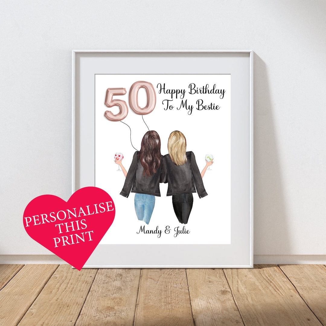 50th Birthday Gift for Her, Best Friend Birthday Present, Personalized ...