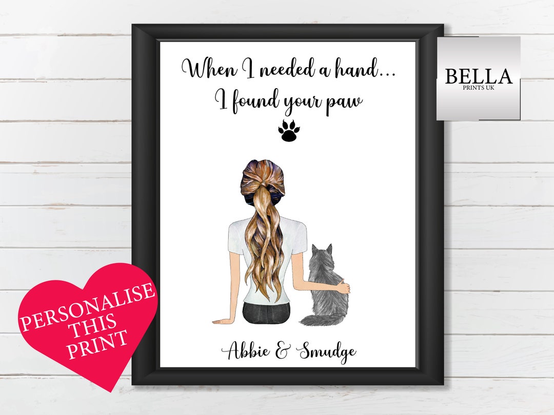 Personalised Handmade Cat Print, Custom Cat Owner Gift, Custom Family ...