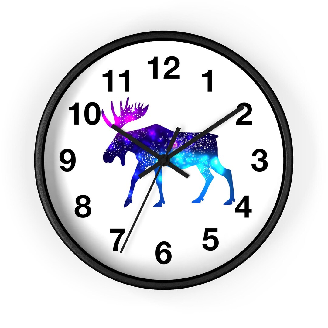 Personalized Moose Wall Clock, Custom Name Rustic Cabin Decor, Wildlife ...