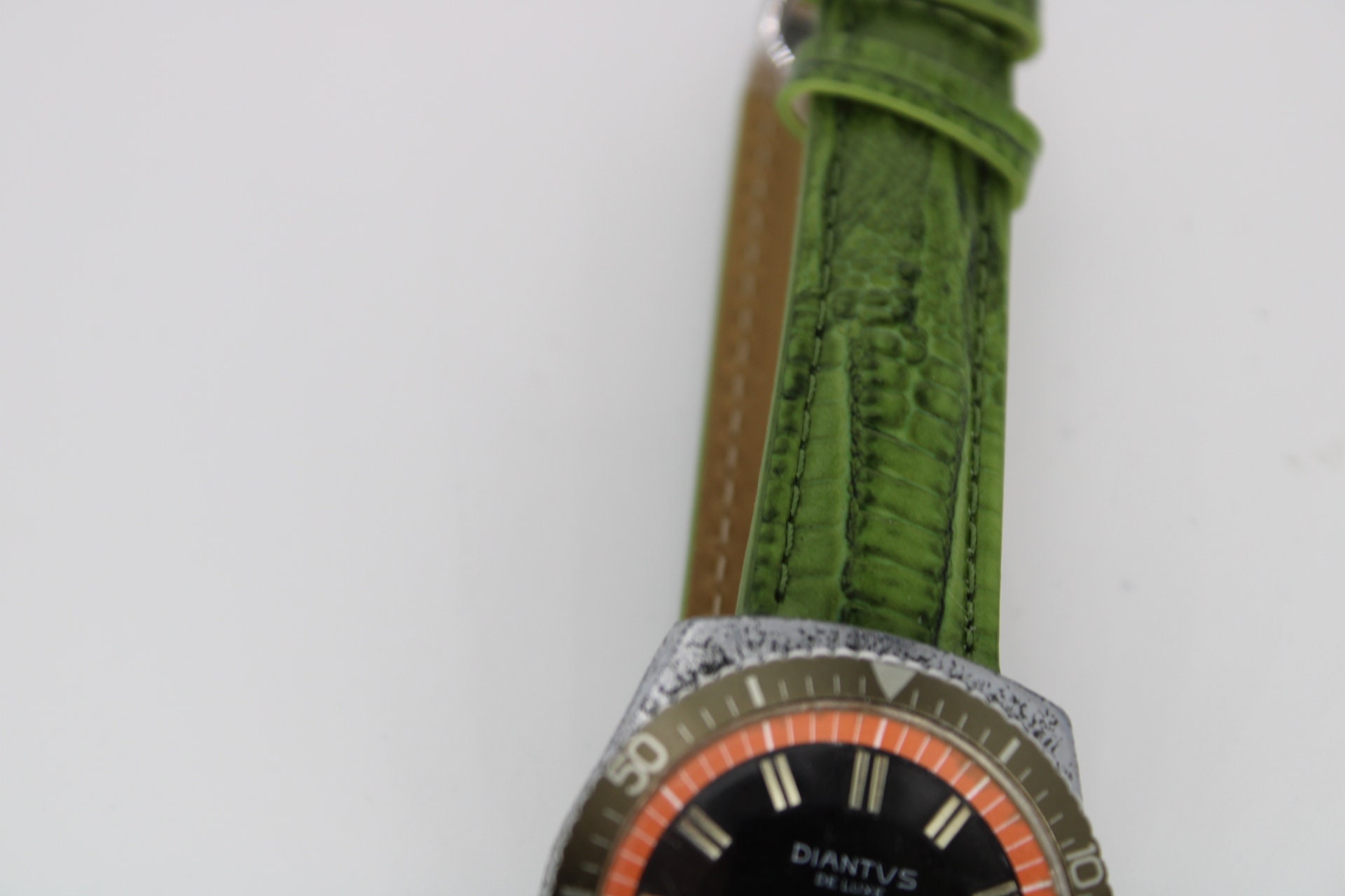 Rare DIANTUS De Luxe Vintage Diver Watch Swiss Made Green Stap in Good ...