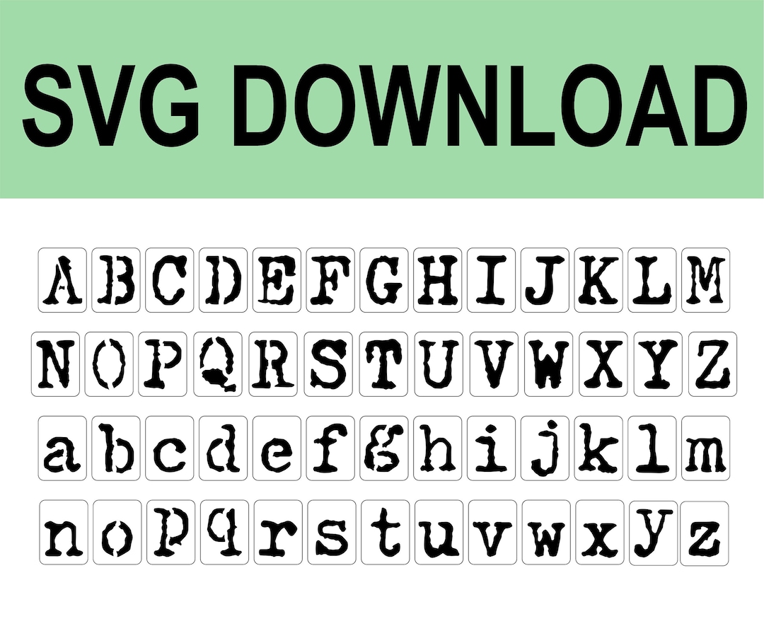 Typewriter Font SVG Stencil- Digital Download File - Uppercase ...