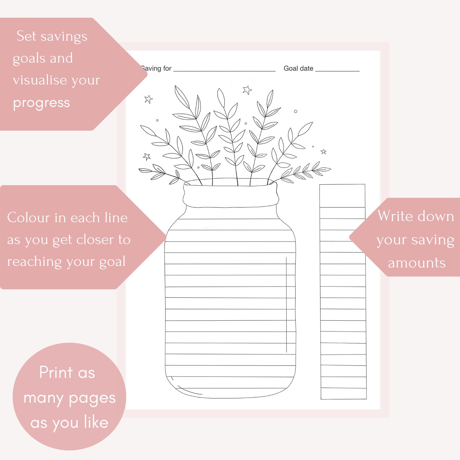 Savings Tracker Printable Savings Tracker Jar Goal Tracker Planner ...