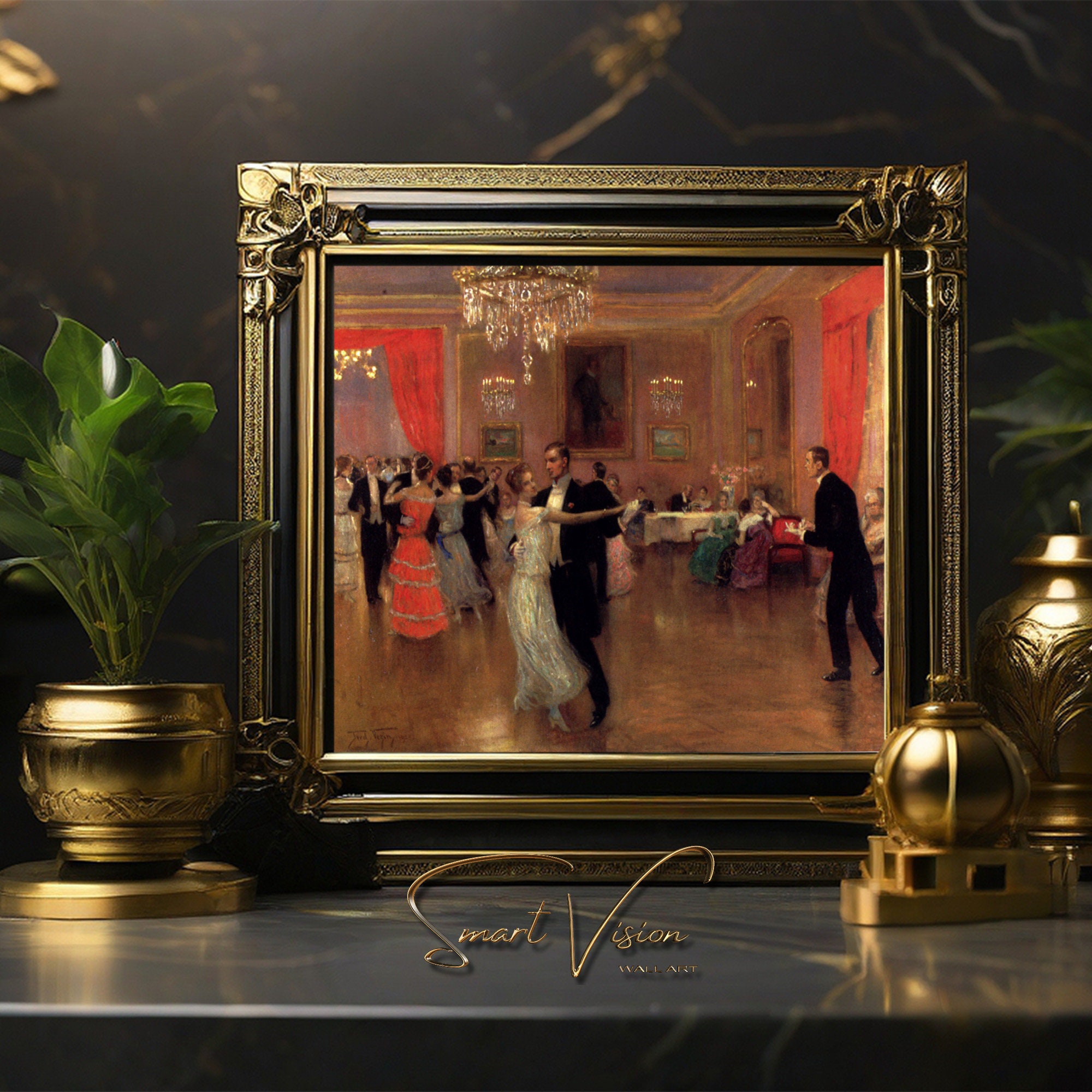 Printable Ballroom Dance Wall Art Elegant Dance Couple Poster Vintage ...
