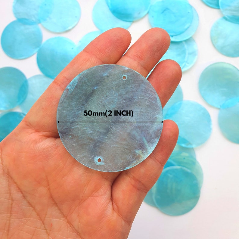 Aqua Blue Natural Capiz Shells / 2 Holes / 50mm - Etsy
