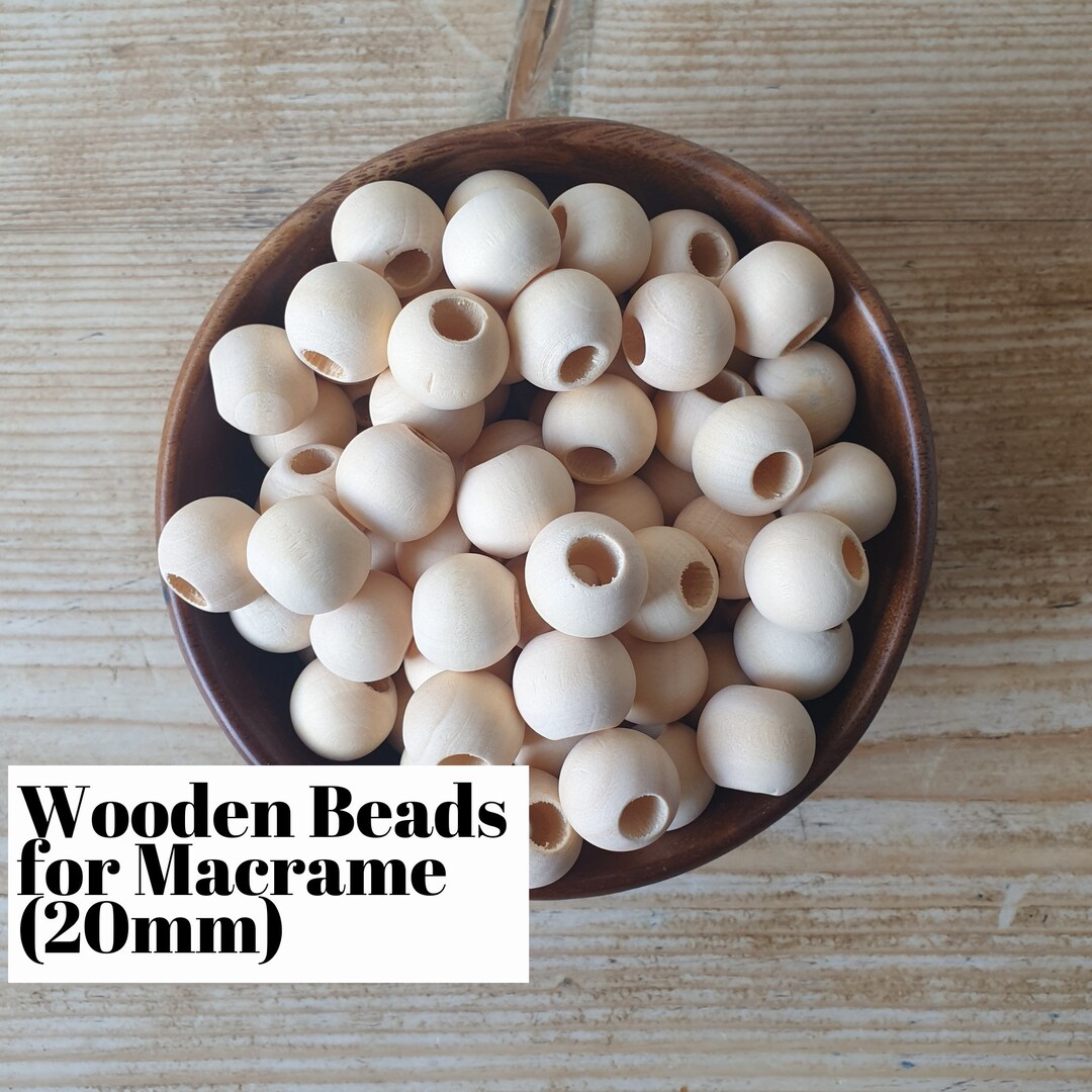20mm Wooden Beads Large Hole for Macrame Projects Natural Untreated ...