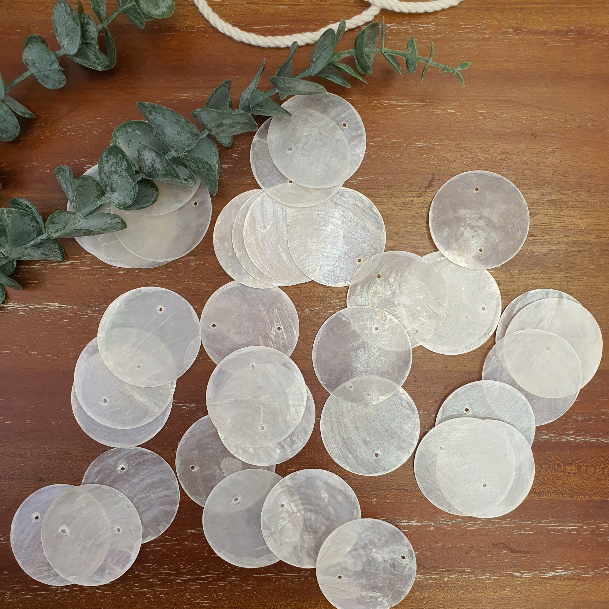 Natural Capiz Shells / 2 Holes /35mm or 50mm - Etsy