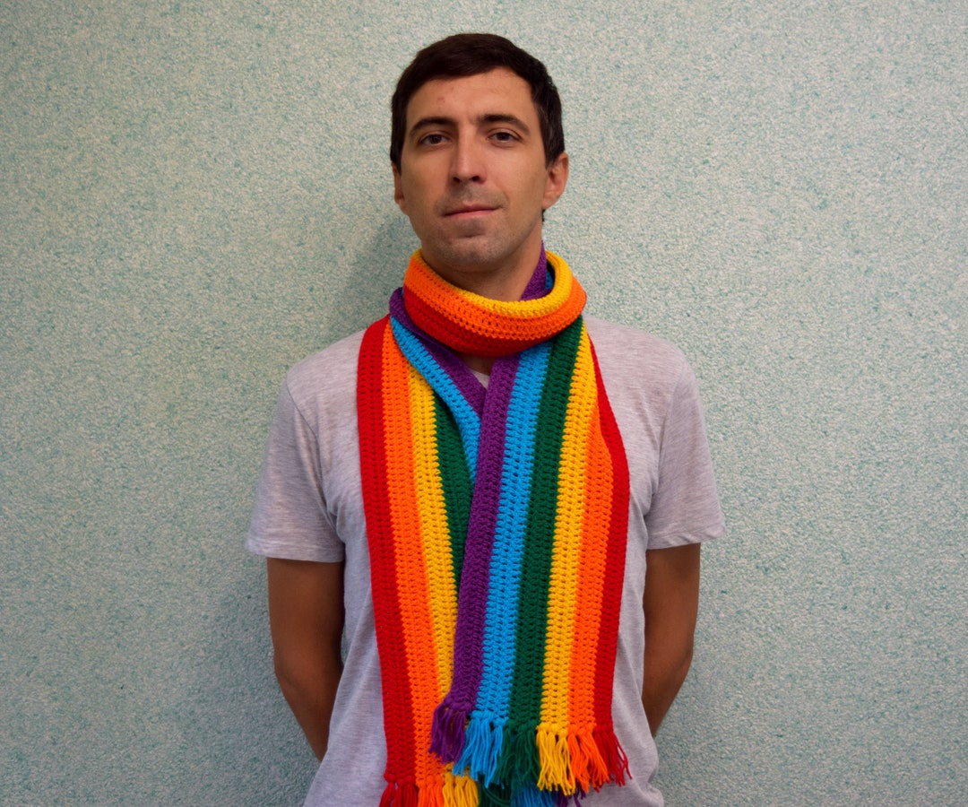 LGBT Scarf. Pride Scarf. Rainbow Crochet Scarf. - Etsy
