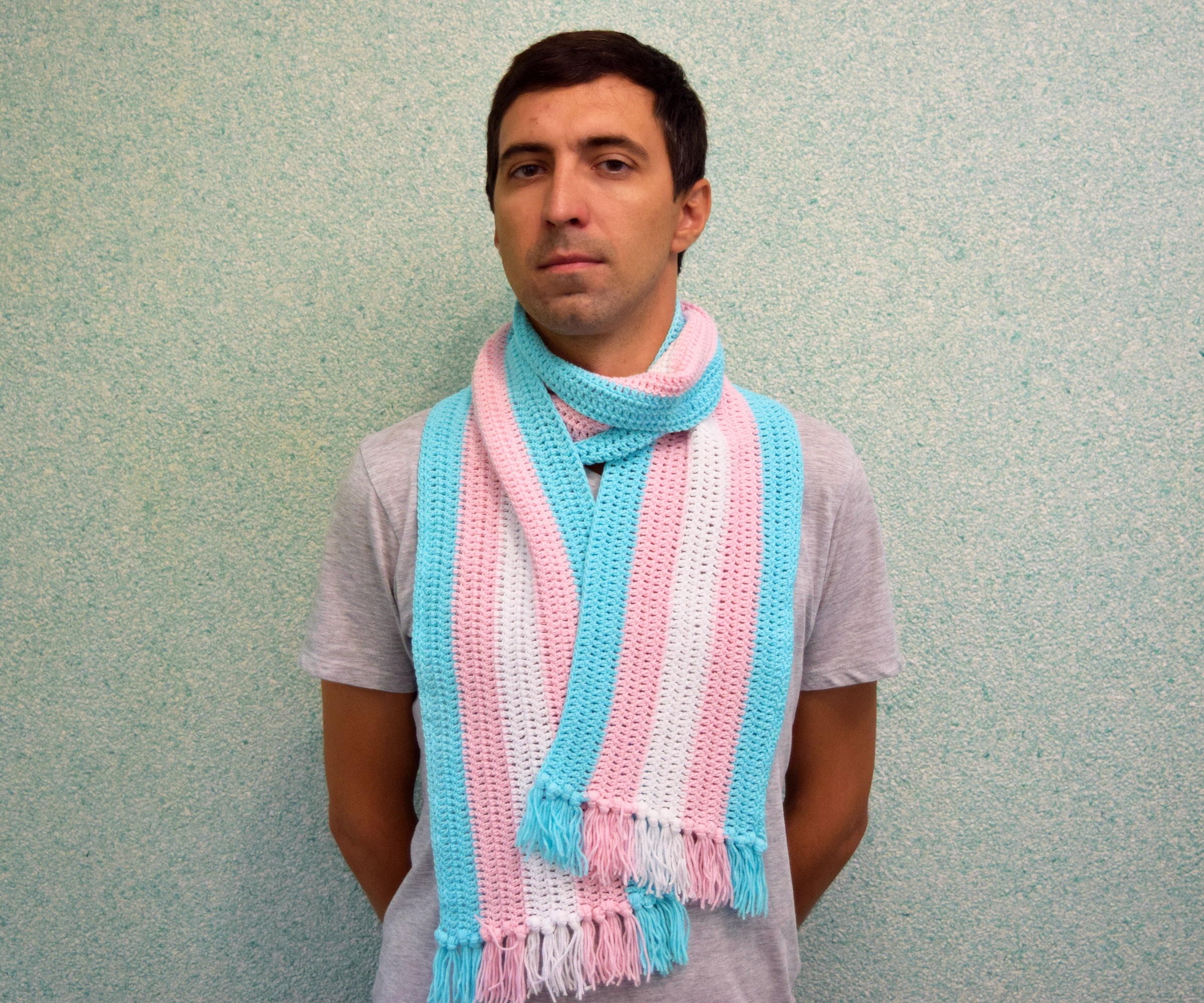 Transgender Pride Scarf. Trans Pride Crochet Scarf. Pride Hand - Etsy