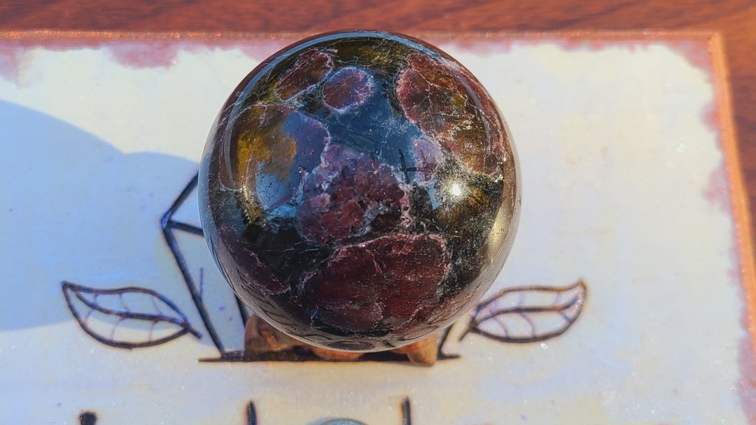 Garnet and Arfvedsonite Spheres - Crystal Spheres - Witchy - Crystal ...