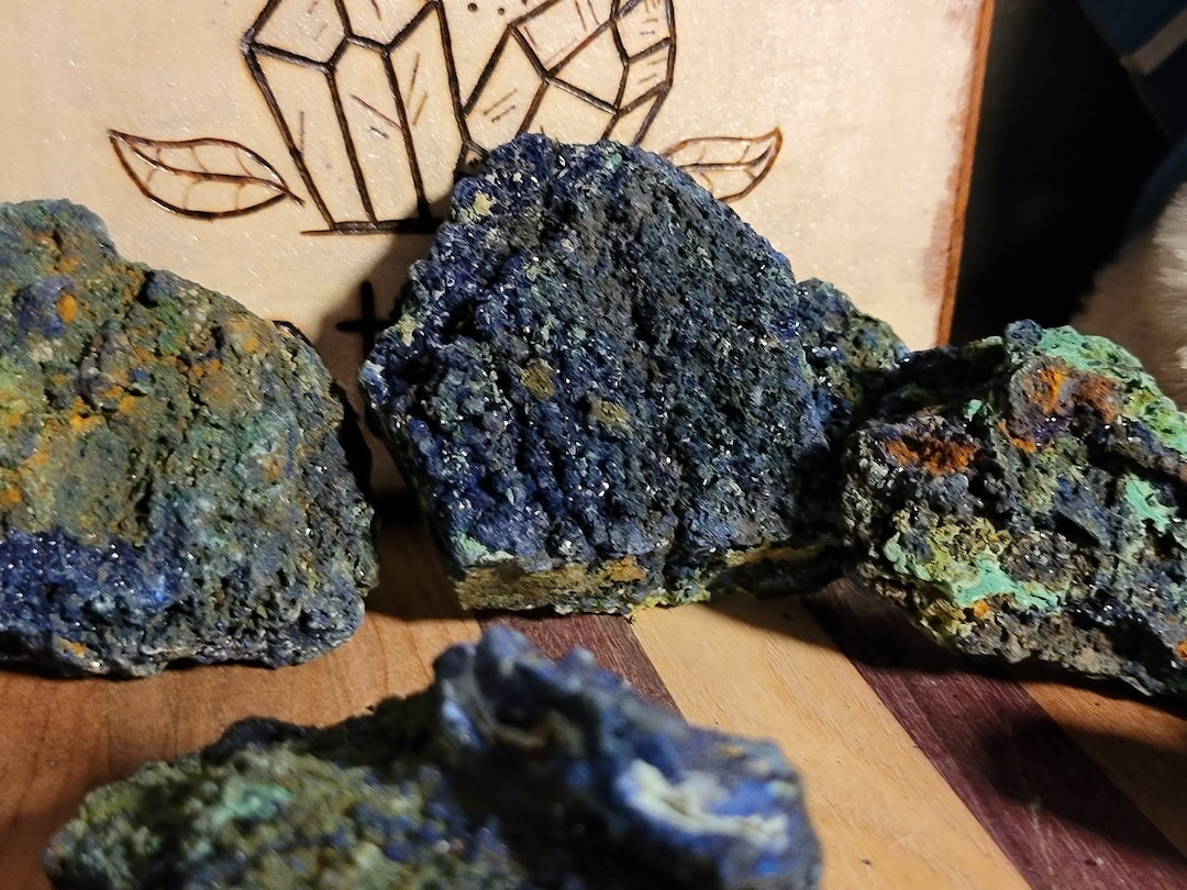 Beautiful Azurite and Malachite Raws - Lots of Sparkle - Brilliant Blue ...