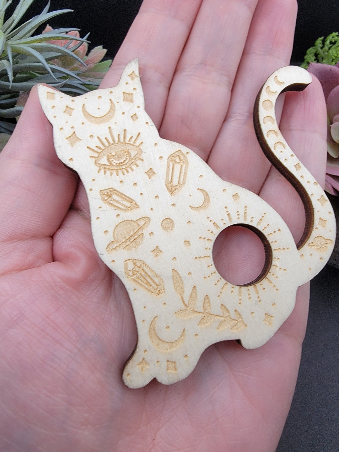 Wooden Cat Stand With Etched Designs Crystal Sphere Stands Ball Holders ...