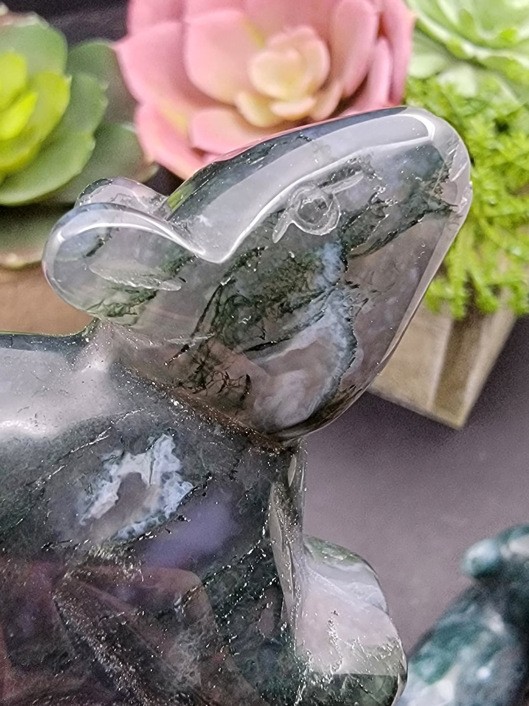 Moss Agate Mice Carvings - Mossy Quartz Carved Mouse - Etsy