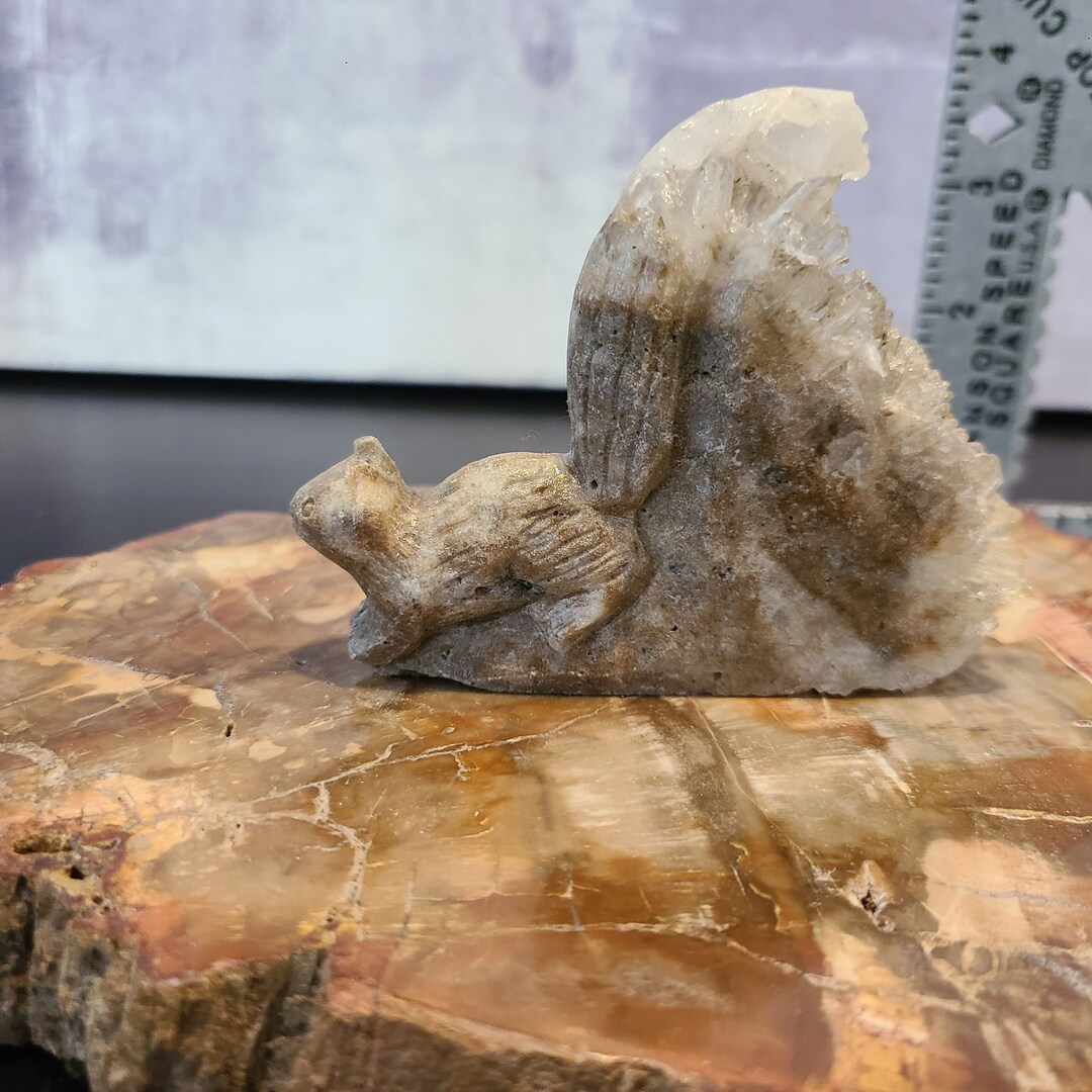 Quartz Squirrel Carving - Crystal, Geology, Home Decor - 145g - Crystal ...