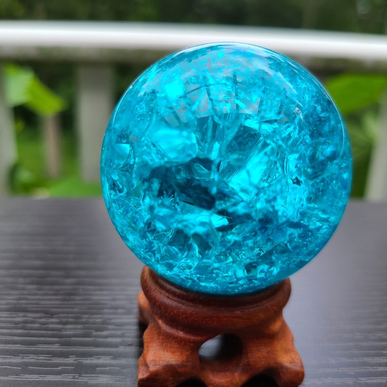 Crackle Glass Sphere 2" – Multicolor Crystal Ball in Purple, Blue ...