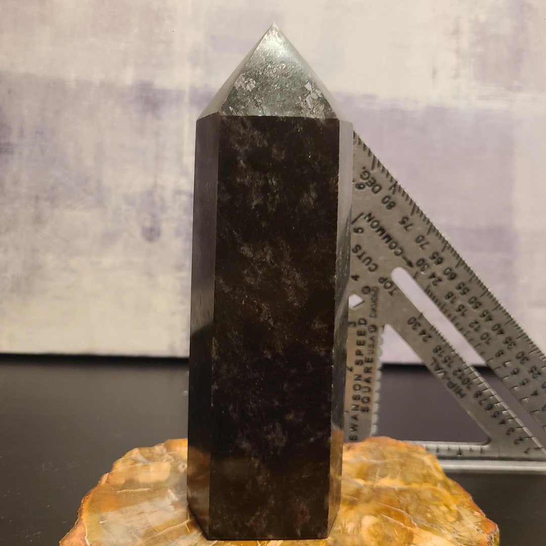 Large Arfvedsonite and Garnet Tower | 7.5" Tall Polished Crystal ...