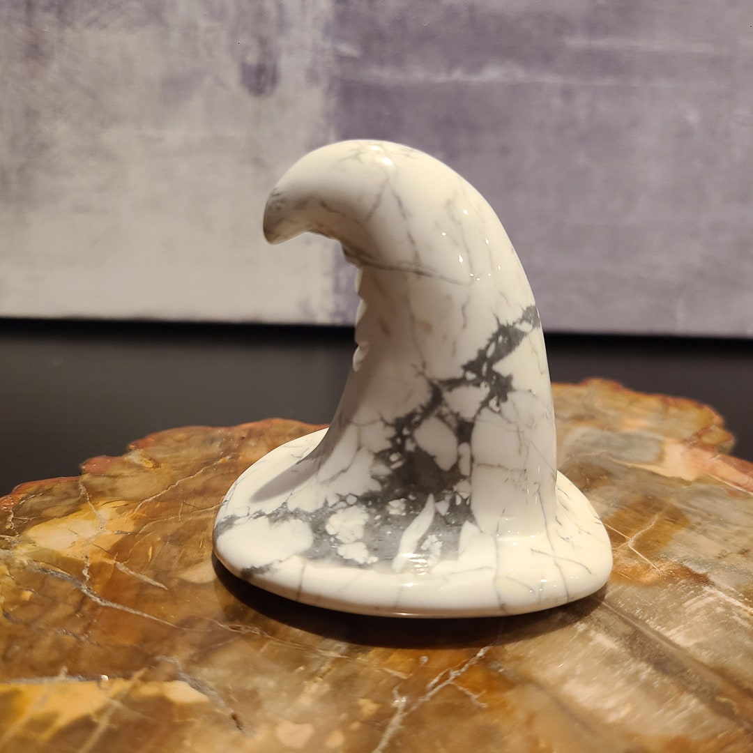 Howlite Witch's Hat Carving Crystals, Geology, Home Decor Crystal Rock ...