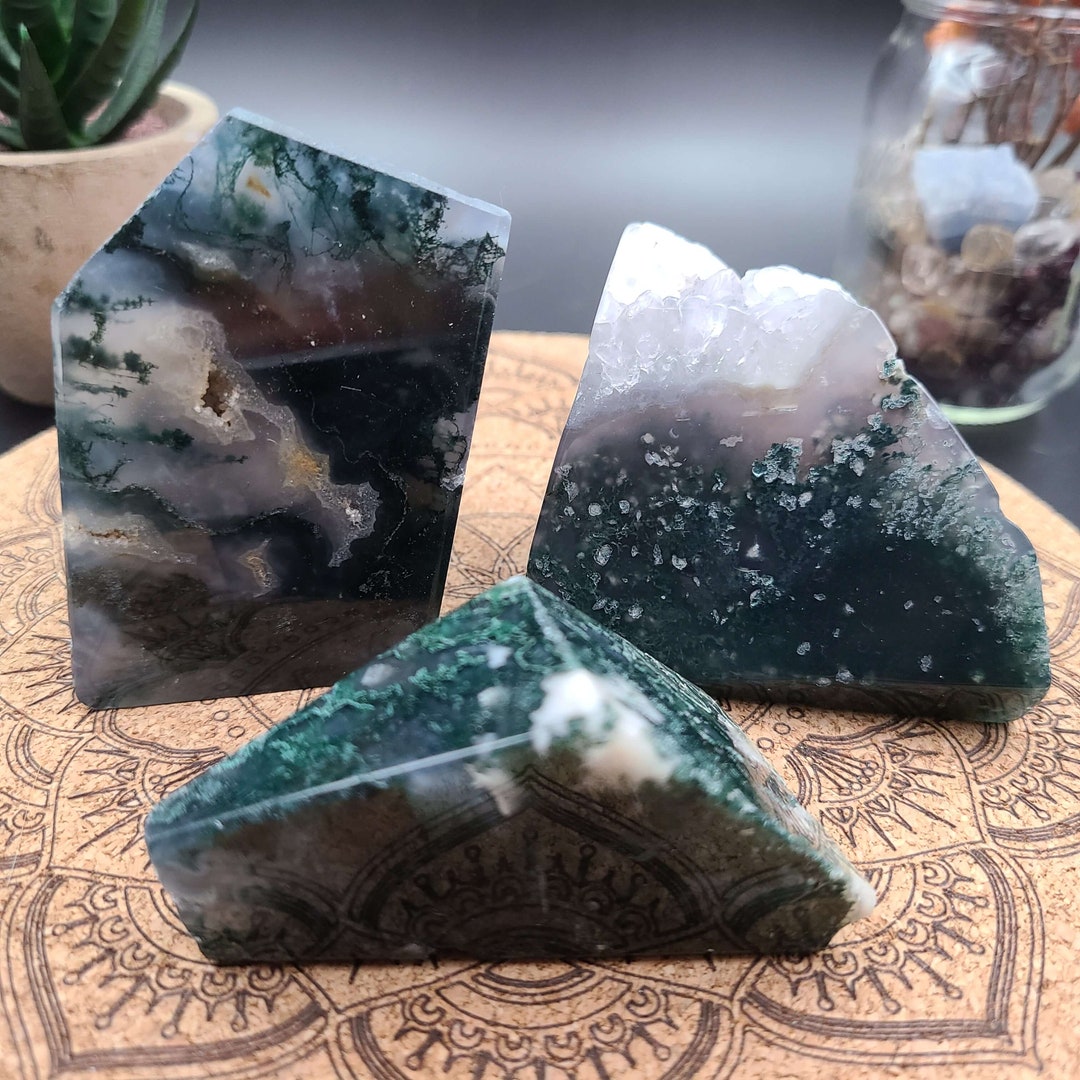 Large Polished Moss Agate Pieces - Big Chunks / Blocks of Moss Agate ...