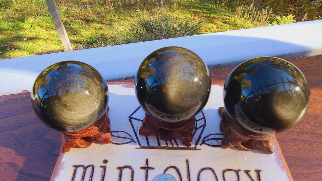 Gold Sheen Obsidian Spheres - Crystal Spheres - Witchy - Crystal ...
