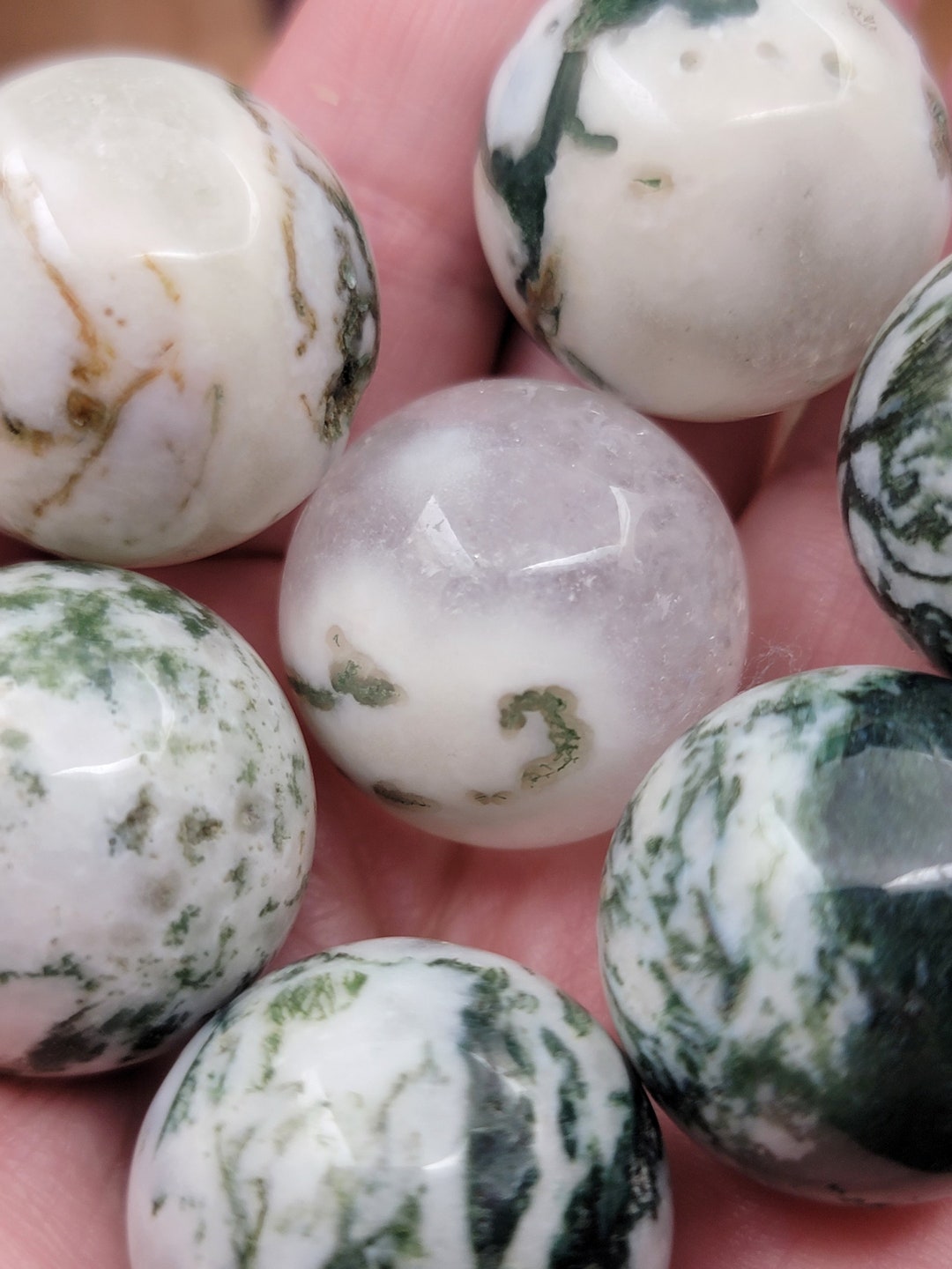 Mini and Adorable Tree Agate Spheres Green Dendritic Agate Spheres With ...