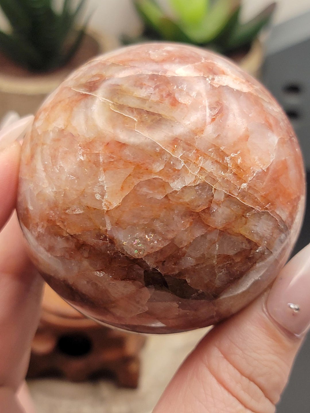 Fire Quartz Sphere – Hematoid Quartz Orb With Fiery Inclusions ...
