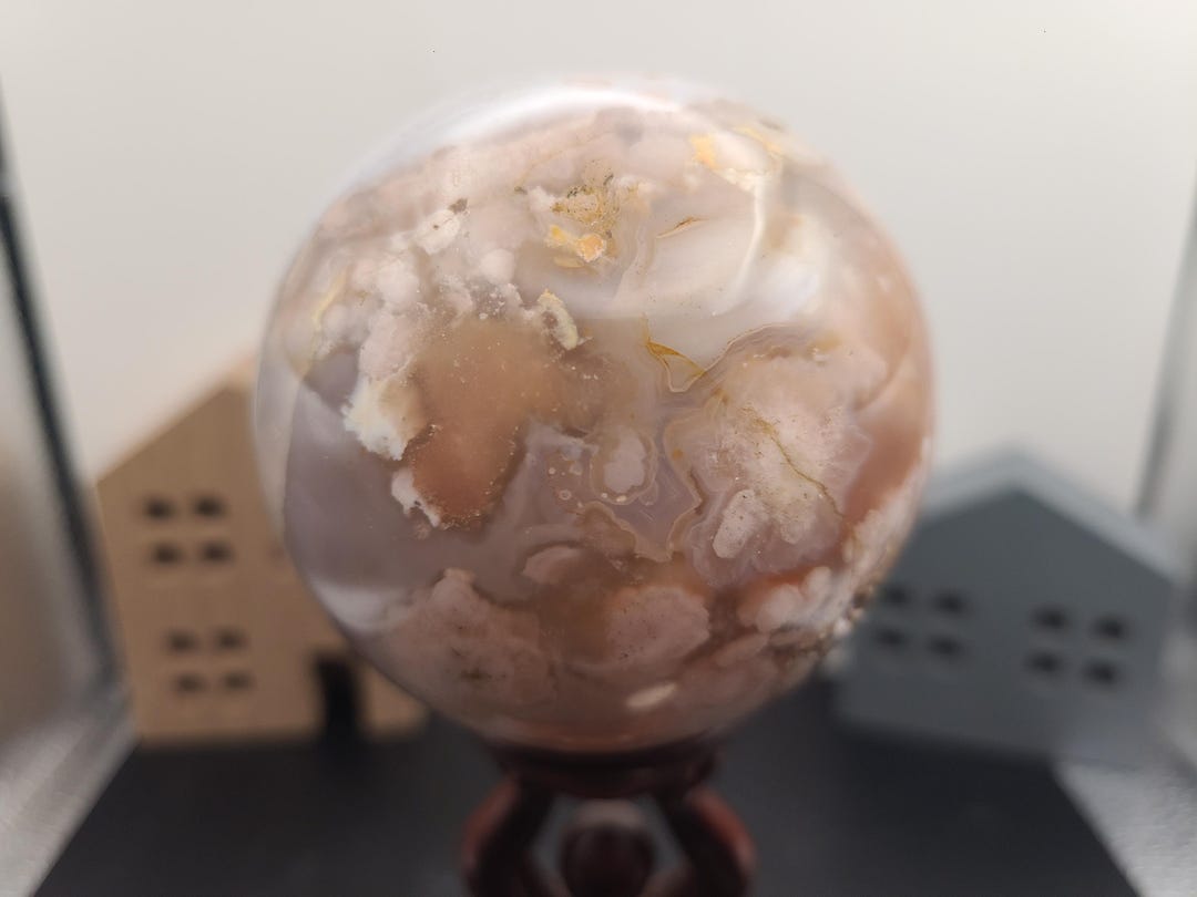 Flower Agate Sphere - Large With Raw Slices Flower Agate Sphere - Etsy