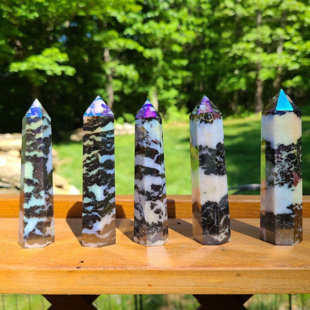 Rainbow Aura Zebra Jasper Towers - Astrology - Home Decor - Earth ...
