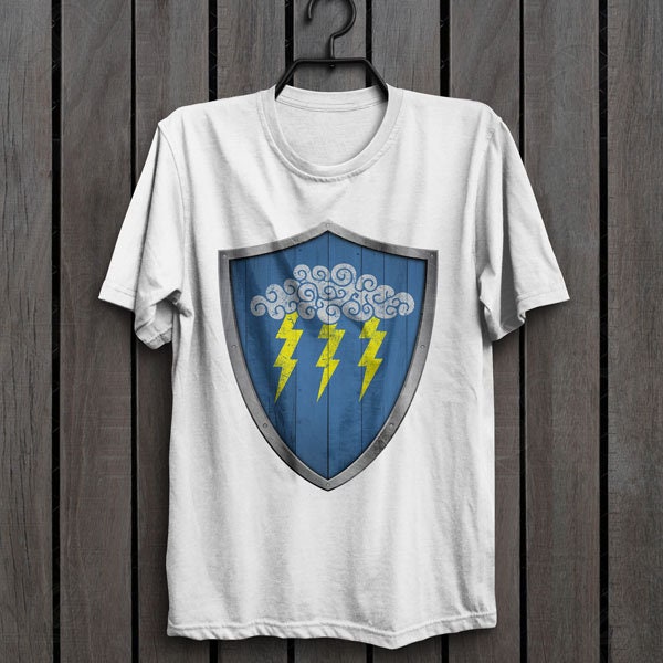 Valkur T-shirt | Shield Shirt | Thunder and Lightning | Lightning Bolt ...