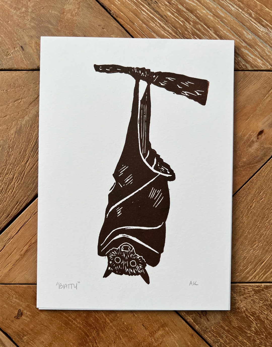 Feeling Batty Bat Linocut Print - Etsy Canada