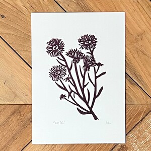 Aster Botanical Linocut Print - Etsy