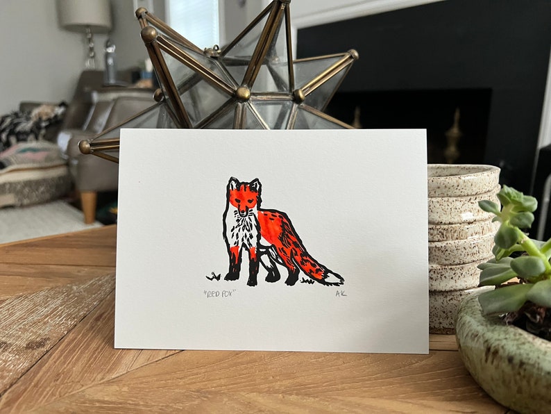 Red Fox Linocut Print - Etsy
