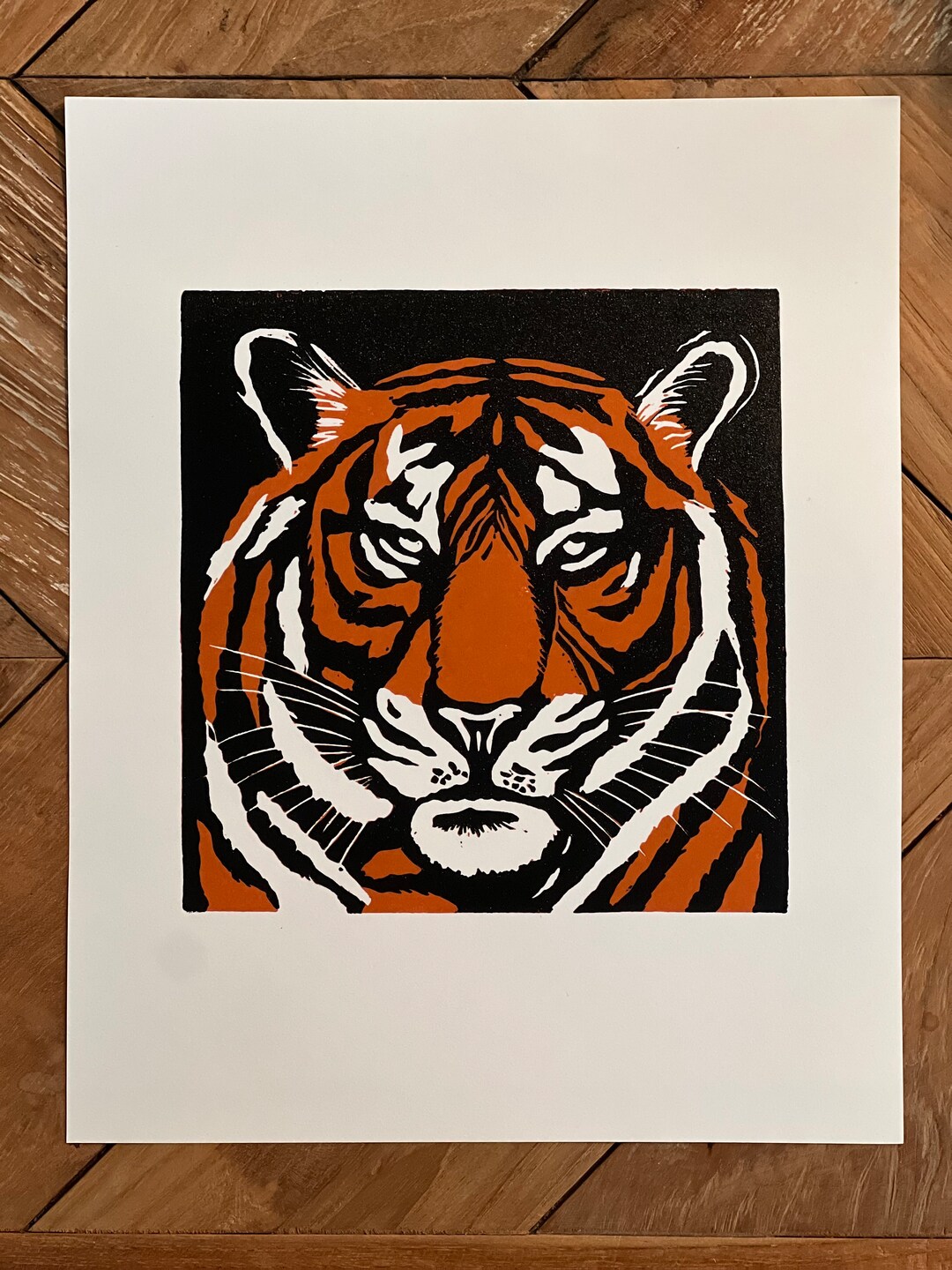 Bengal Tiger Linocut Art Print - Etsy