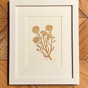 Aster Botanical Linocut Print - Etsy