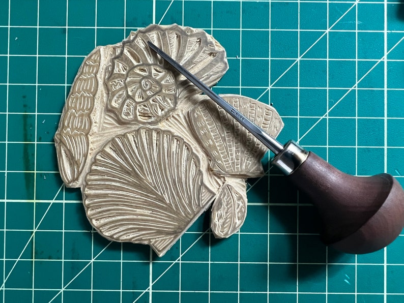 Blue Seashells Linocut Print - Etsy