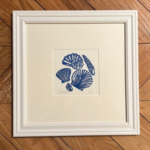 Blue Seashells Linocut Print - Etsy