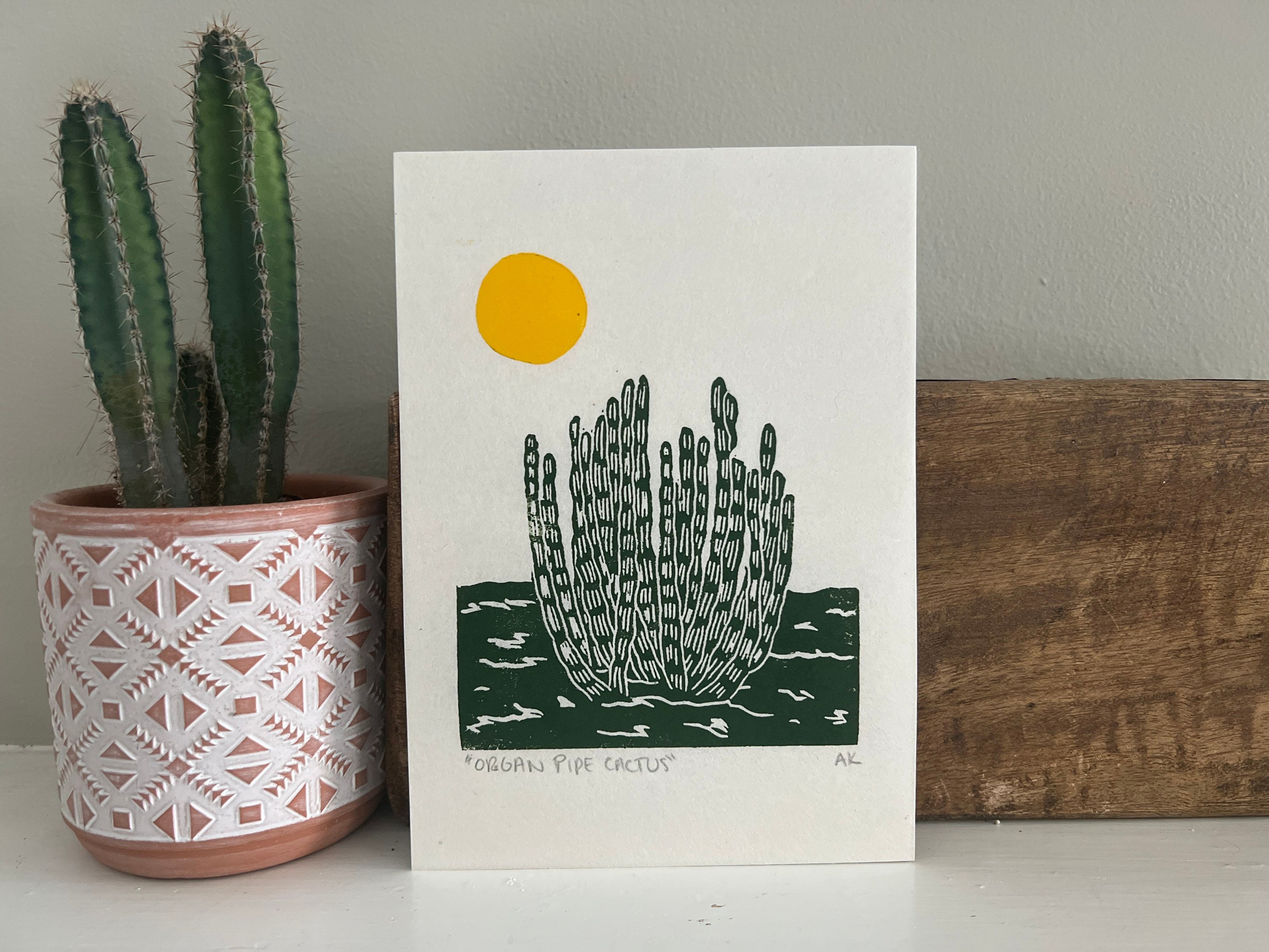 Organ Pipe Cactus National Monument Linocut Print - Etsy