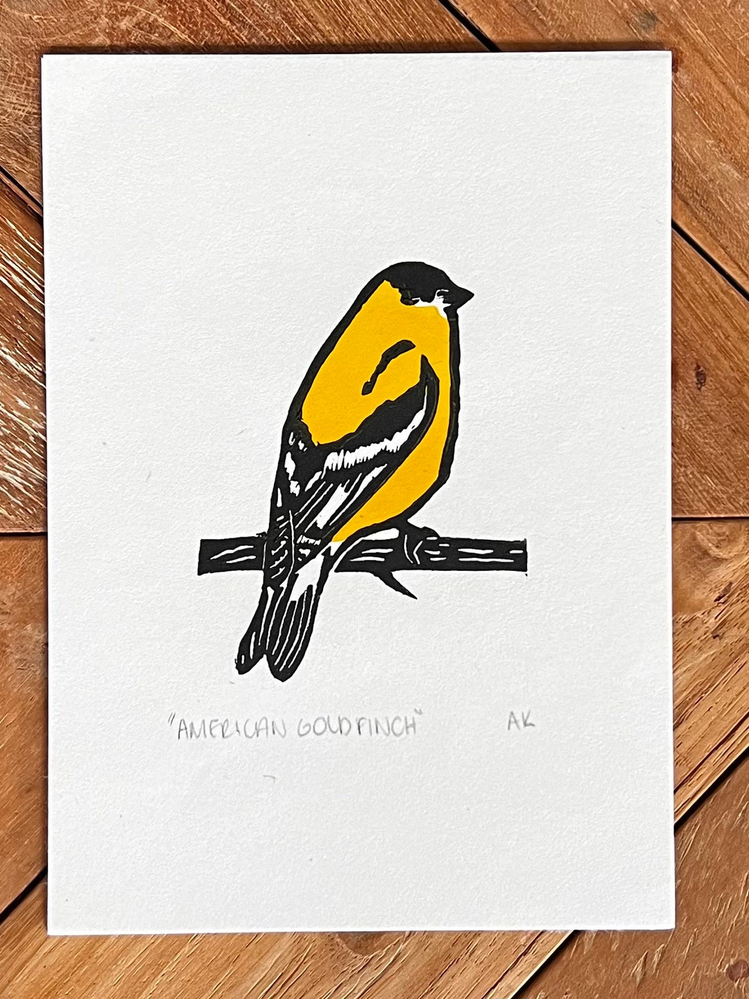 American Goldfinch Linocut Print - Etsy