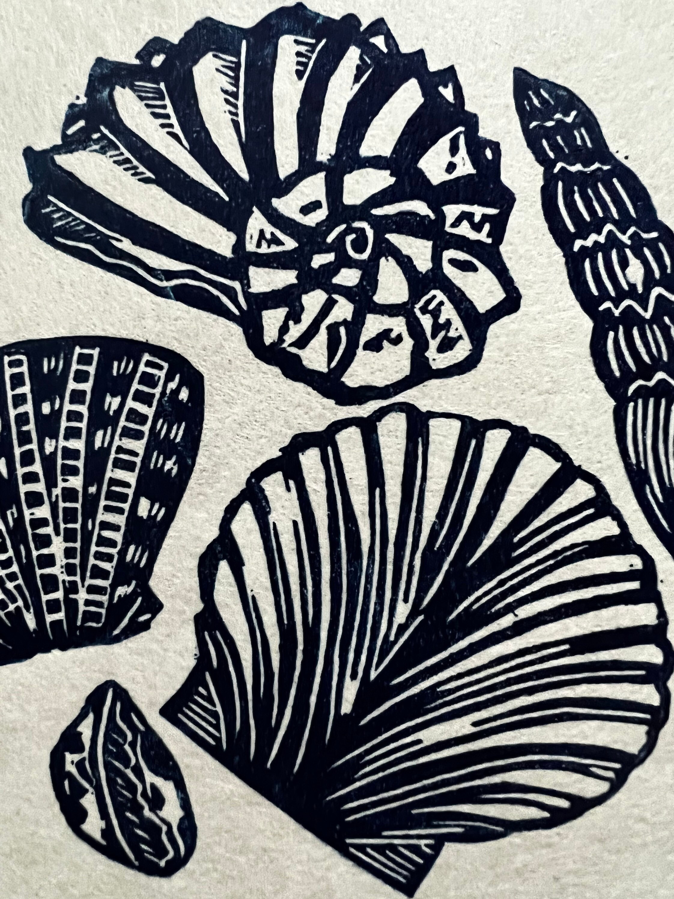 Blue Seashells Linocut Print - Etsy