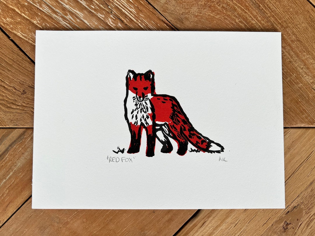 Red Fox Linocut Print - Etsy
