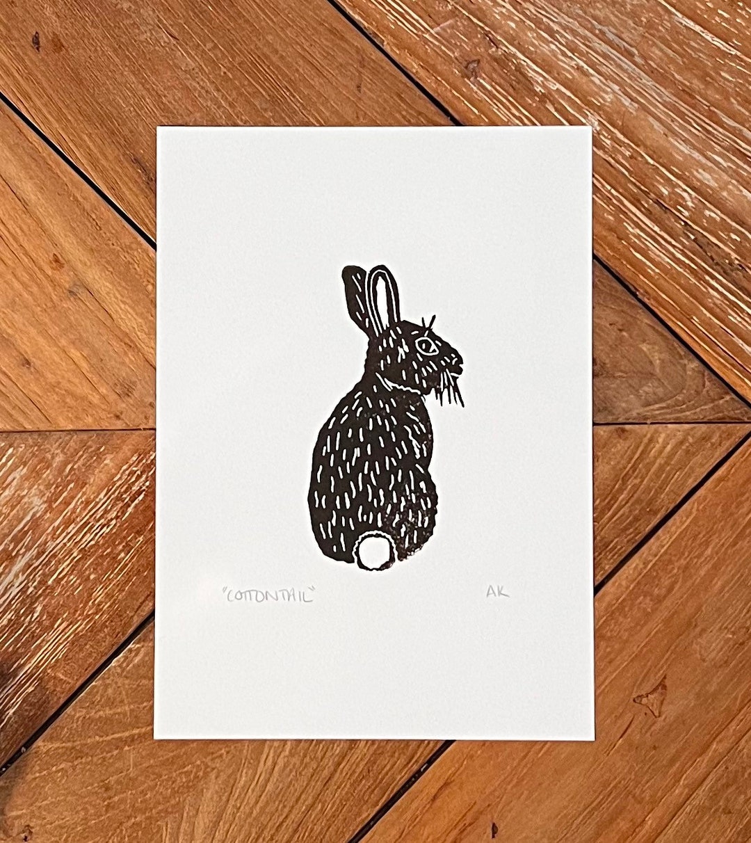 Cottontail Rabbit Linocut Art Print - Etsy