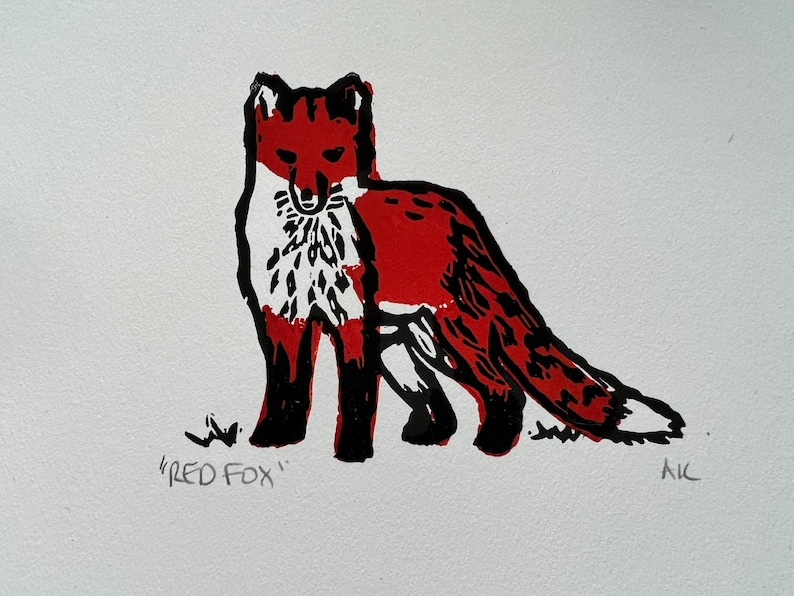 Red Fox Linocut Print - Etsy